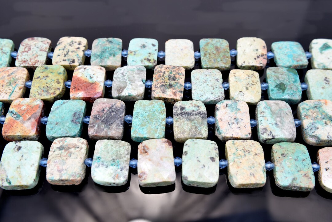 15x20mm Center Drilled Faceted Turquoise Rectangle Bead Strand (15.5 ...