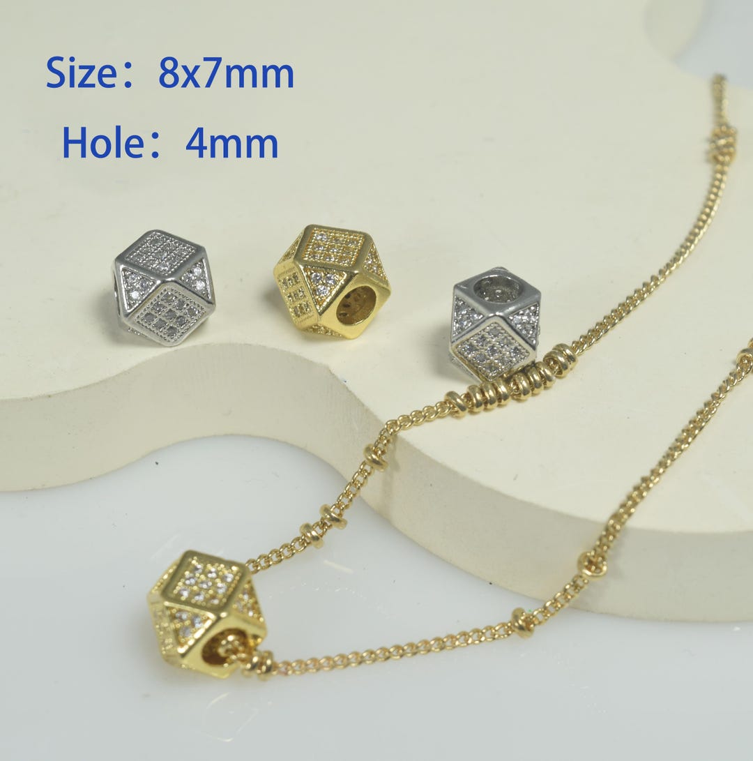 8x7mm 14k Gold Color Hex Shape CZ Pave Bead Spacer - Etsy