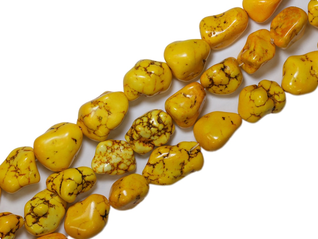 18-30mm Yellow Free Form Magnesite Nugget Bead Strand (16 Inches Long ...