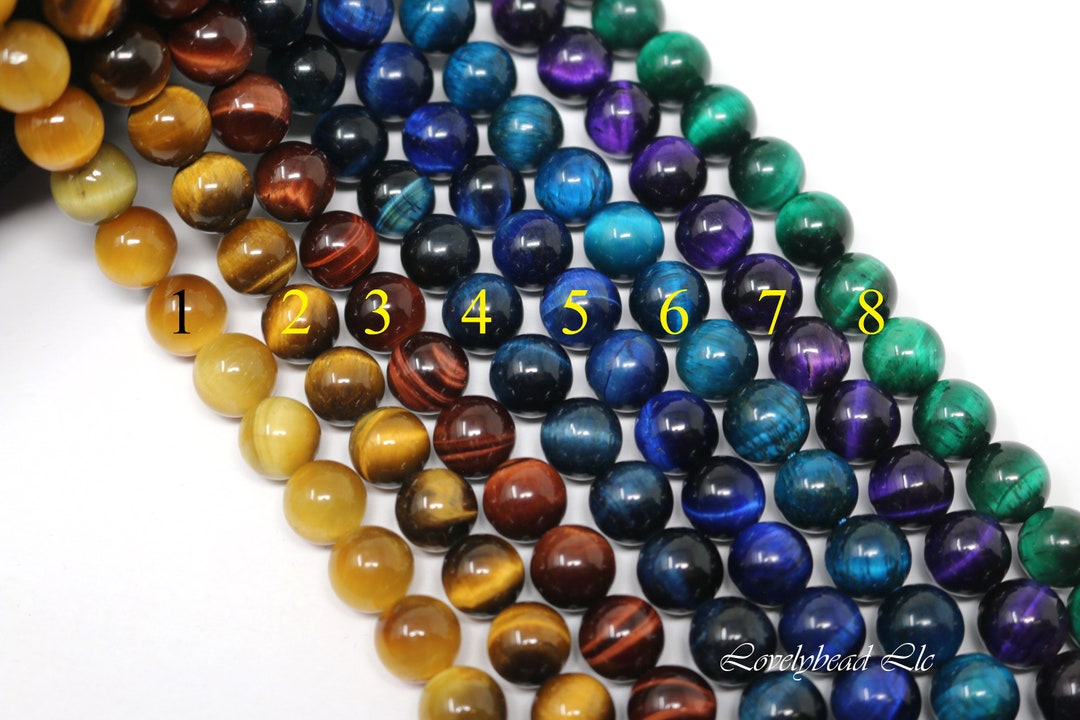 10mm Grade A Round Smooth Tiger Eye Gemstone Bead Strand (15.5 Inches ...