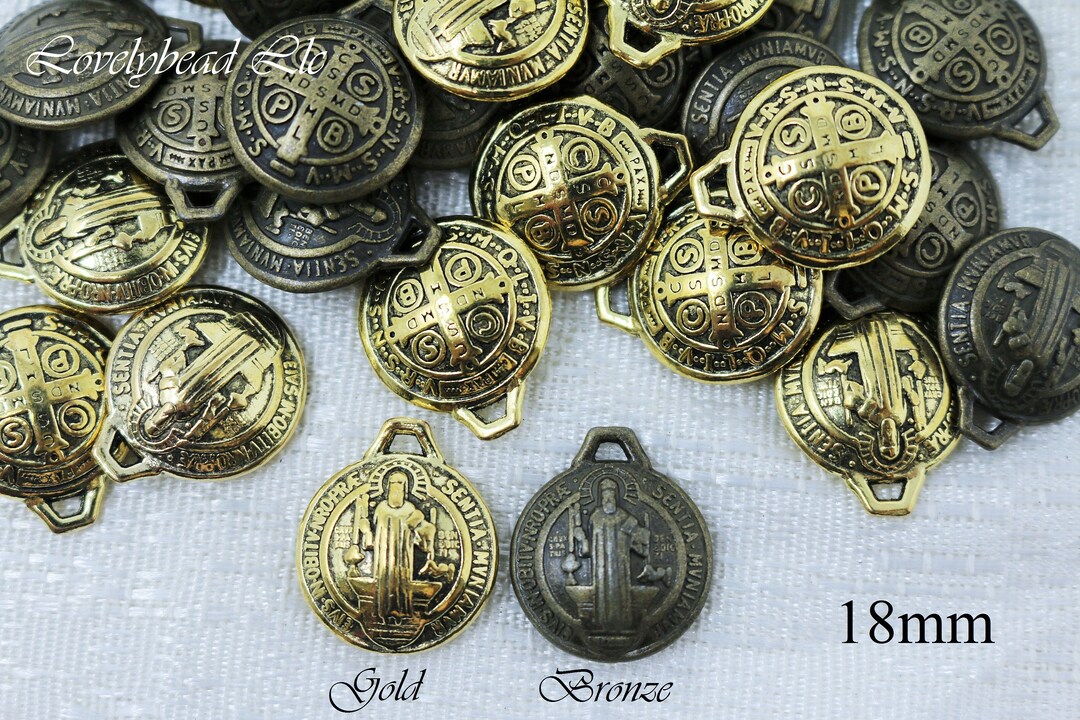 18mm Two Sided St Benedict (san Benito) Lead Free Puffy Coin Pewter Charm (F16429) - Etsy