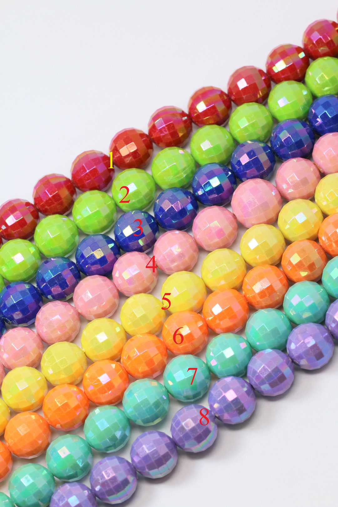 18mm Round Faceted Multicolor Chunky Bubble Gum Acrylic Bead Strand (18 ...