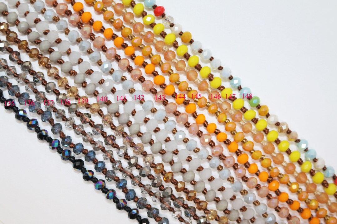 Lovely Bead Handmade Long Knotted Crystal Necklaces 60 Inches Long (4x3 ...