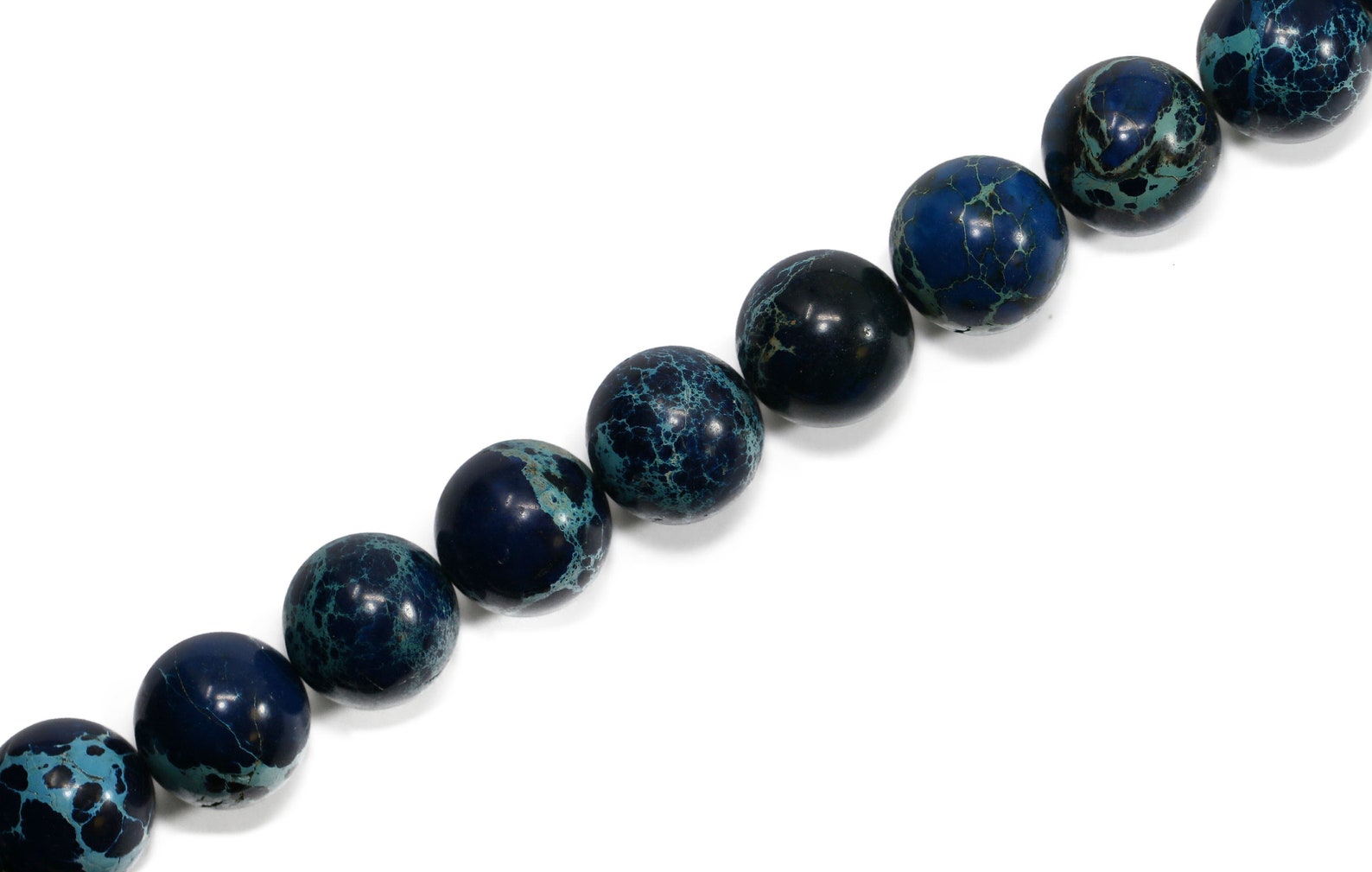 Lovely Bead Round 24mm Dark Blue Sea Sediment Jasper Bead Strand (16 ...
