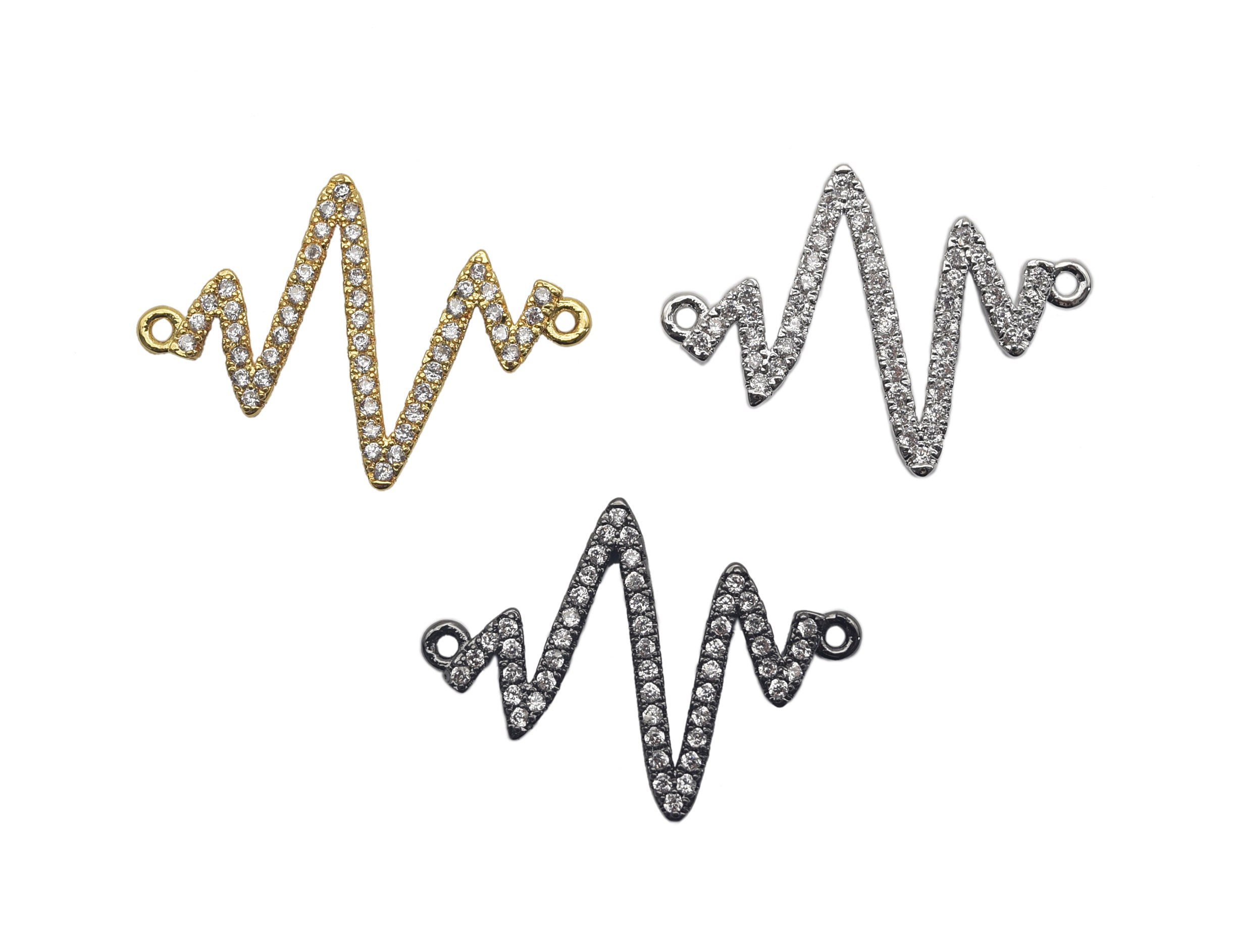 25mm Heart Beat Pulse CZ Rhinestone Connector - Etsy