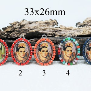33x26mm Frida Kahlo Crystal With Lead Free Pewter Bezel Pendant ...