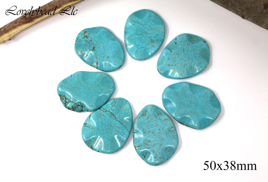 60x45mm Light Blue Turquoise Drilled Top to Bottom Teardrop Pendant - Etsy