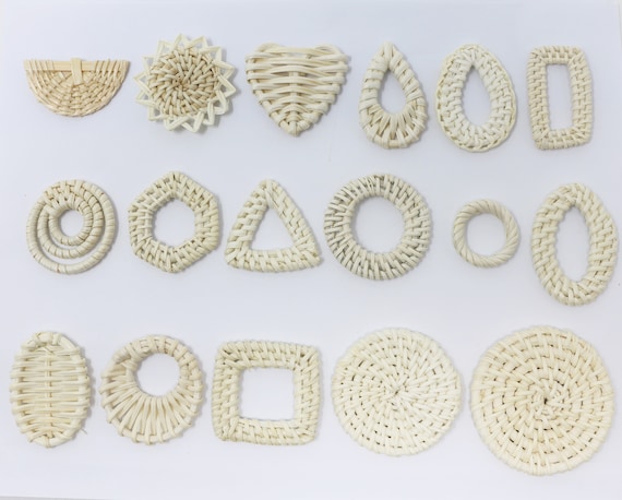 4pcs HANDWOVEN RATTAN Wooden Straw Pieces Woven by Hand - Etsy