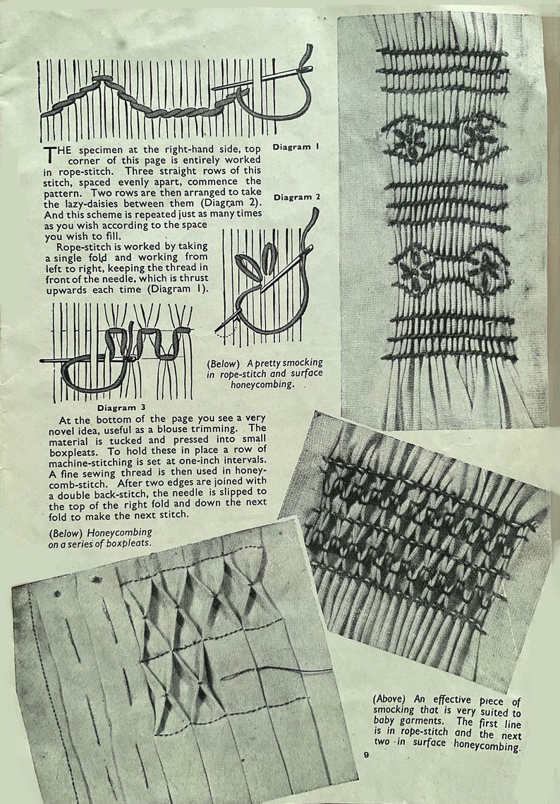 Vintage 1950s 50s SMOCKING & GAUGING Guide Booklet With Patterns and ...