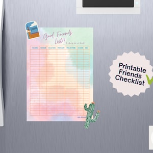 Downloadable Friends Checklist - Millennial Friends List to Follow up ...