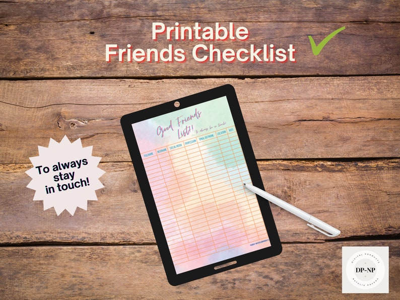 Downloadable Friends Checklist - Millennial Friends List to Follow up ...