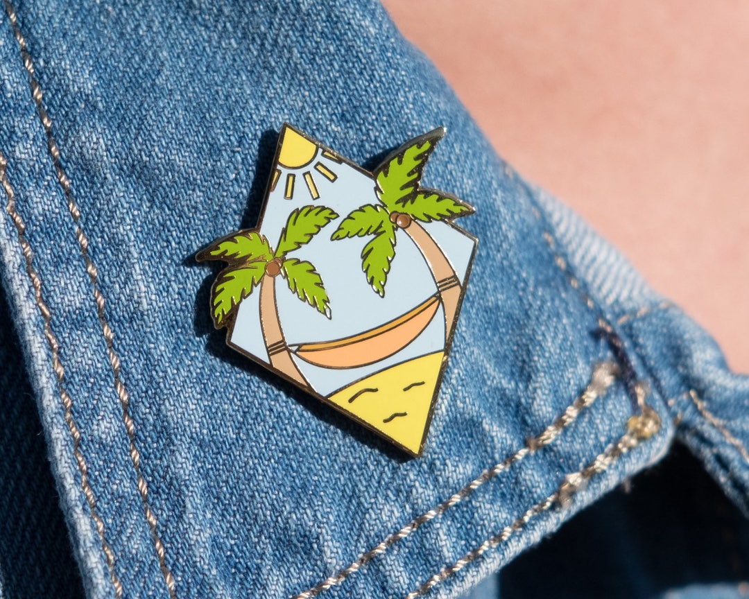 Island Enamel Pin, Palm Tree Lapel Pin, Beach Hard Enamel Pin, Stocking ...
