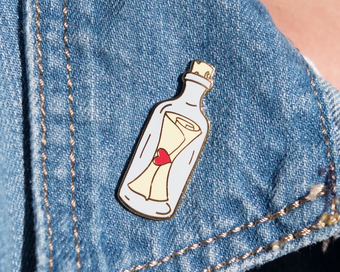 Message in a Bottle Enamel Pin - Etsy