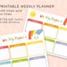Kids Weekly Planner, Printable Sun Rainbow Daily Planner, Homeschool ...