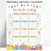 Printable Rainbow Happy Birthday Calendar, Kid Birthday Planner, Class ...