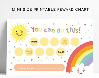 Printable Rainbow Sun Reward Chart, Girl's Sticker Chart, Instant ...