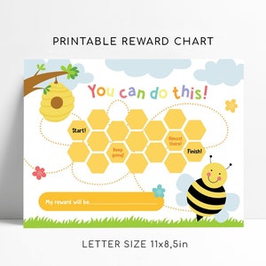 Printable Bee Reward Chart for Girls, You Can Do It Chart, Boy Reward ...