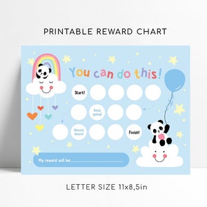 Printable Panda Reward Chart for Boys, Boy's Sticker Chart, Instant ...