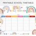 Printable Rainbow School Timetable, Kids Daily Schedule, Back to School ...