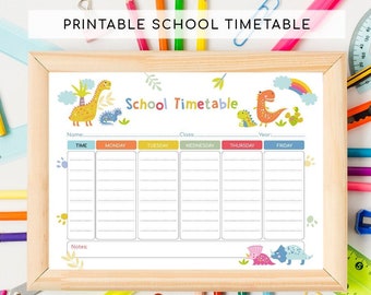 Printable School Timetable, Kids Daily Planner, Back to School ...