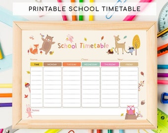 Printable School Timetable, Kids Daily Planner, Back to School ...