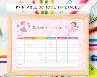 Printable Sun Rainbow School Timetable, Kids Daily Schedule, Back to ...