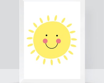 Sunshine Wall Art Printable Art Smiling Sun Sunshine Decor | Etsy