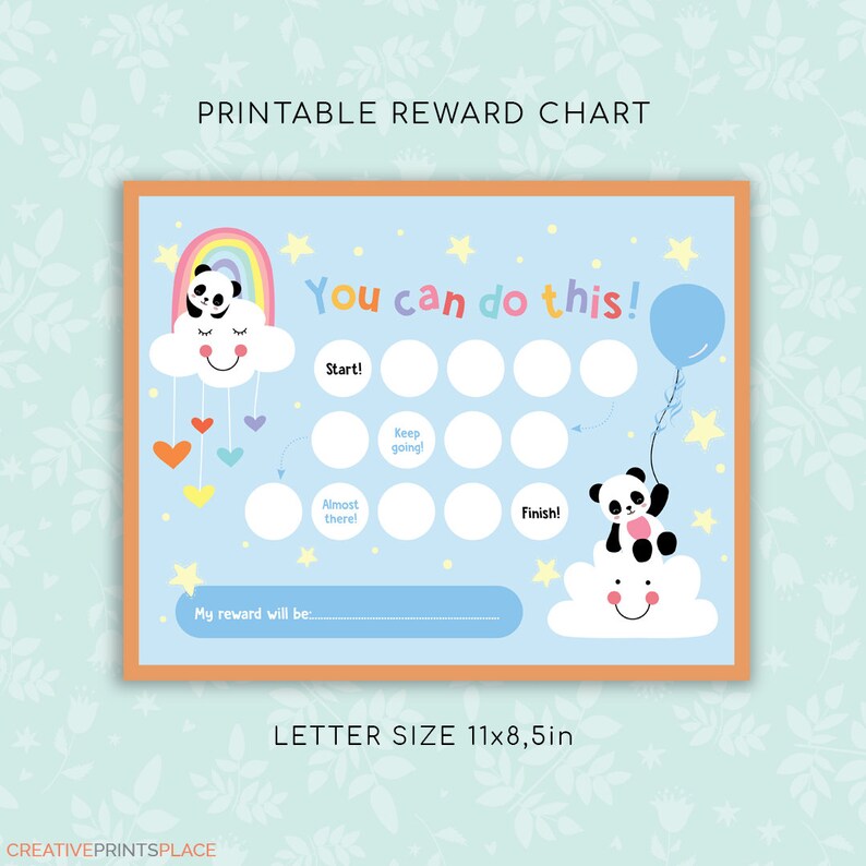 Printable Panda Reward Chart for Boys Boy's Sticker - Etsy