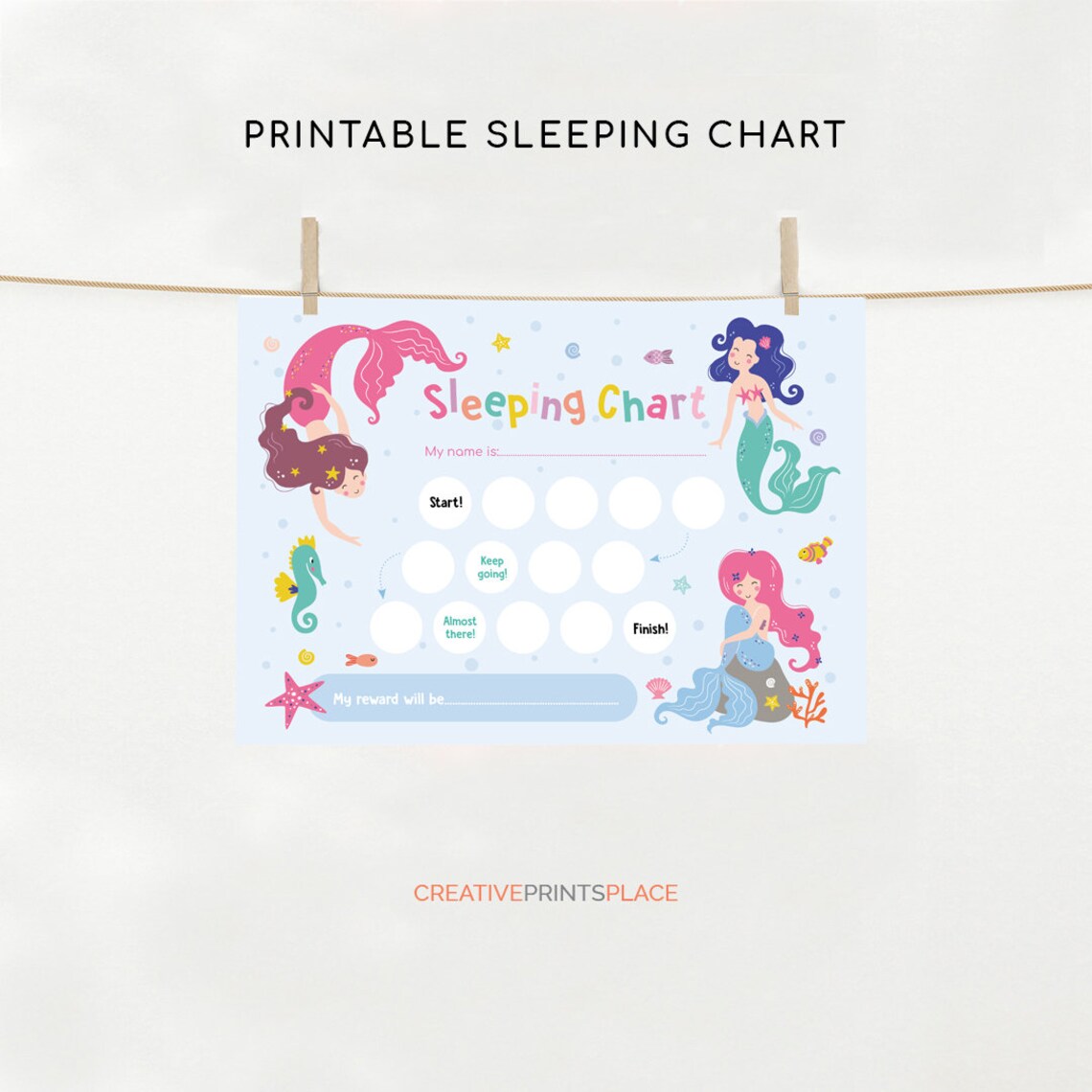 Mermaids Sleep Reward Chart, Sleep Training Printable, Bedtime Routine ...