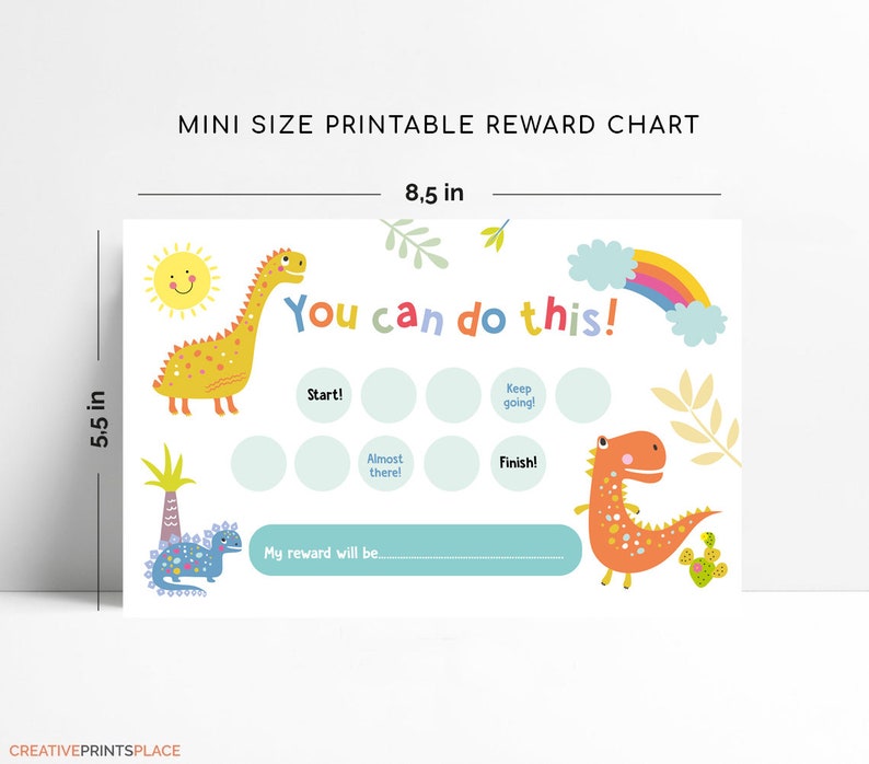 Mini Size Printable Dinosaur Reward Chart, Boy's Mini Sticker Chart ...