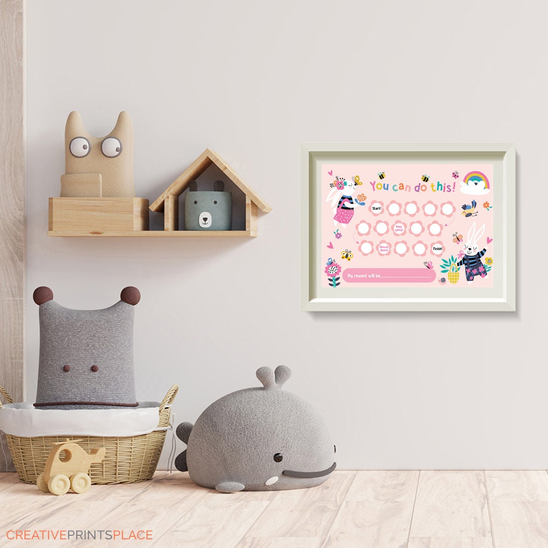 Printable Easter Bunny Reward Chart, Bunny Sticker Chart, Girl Sticker ...