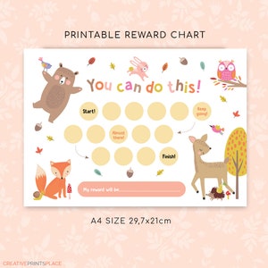 Printable Woodland Animals Reward Chart, Forest Animals Girl's Sticker ...