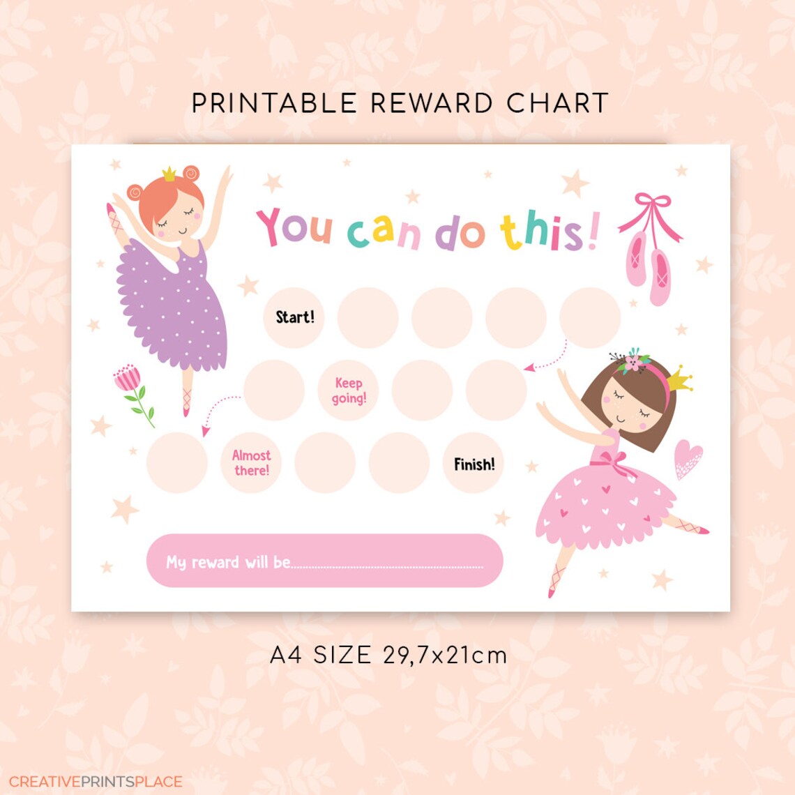 Printable Ballerina Reward Chart: Girl's Chore Chart (digital Download ...