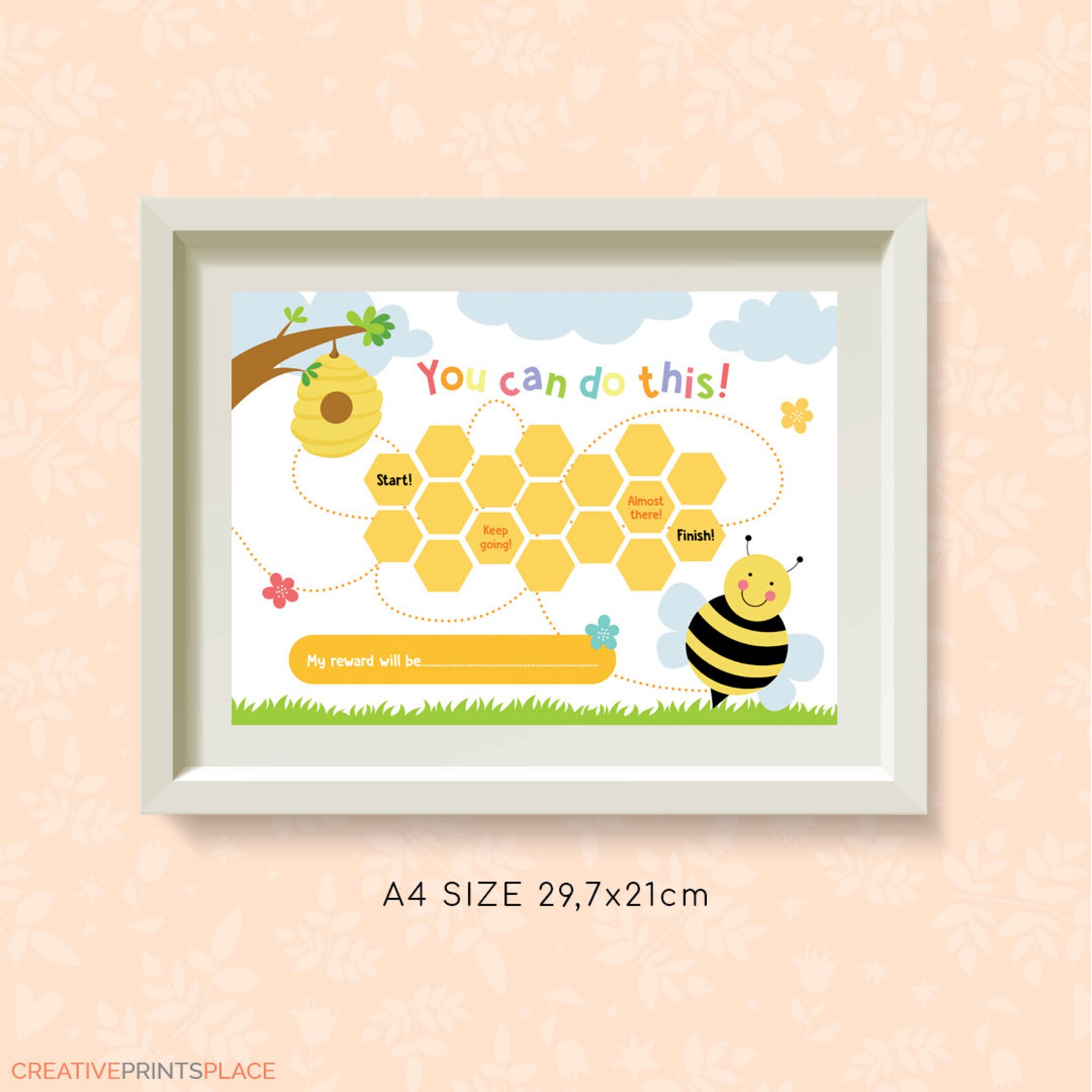 Printable Bee Reward Chart for Girls You Can Do It Chart Boy | Etsy