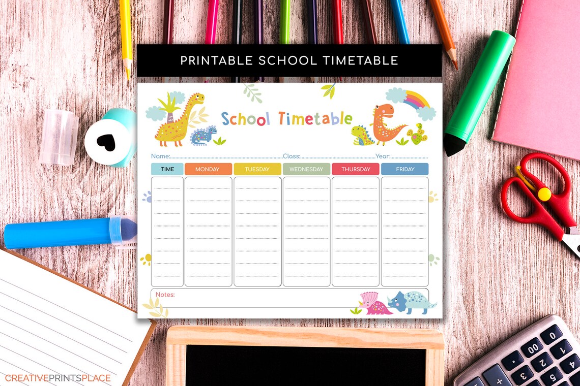Printable Dinosaur School Timetable, Kids Daily Schedule, Back to ...