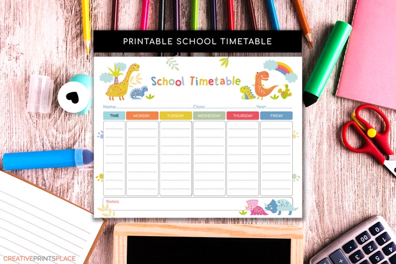 Printable Dinosaur School Timetable, Kids Daily Schedule, Back to ...