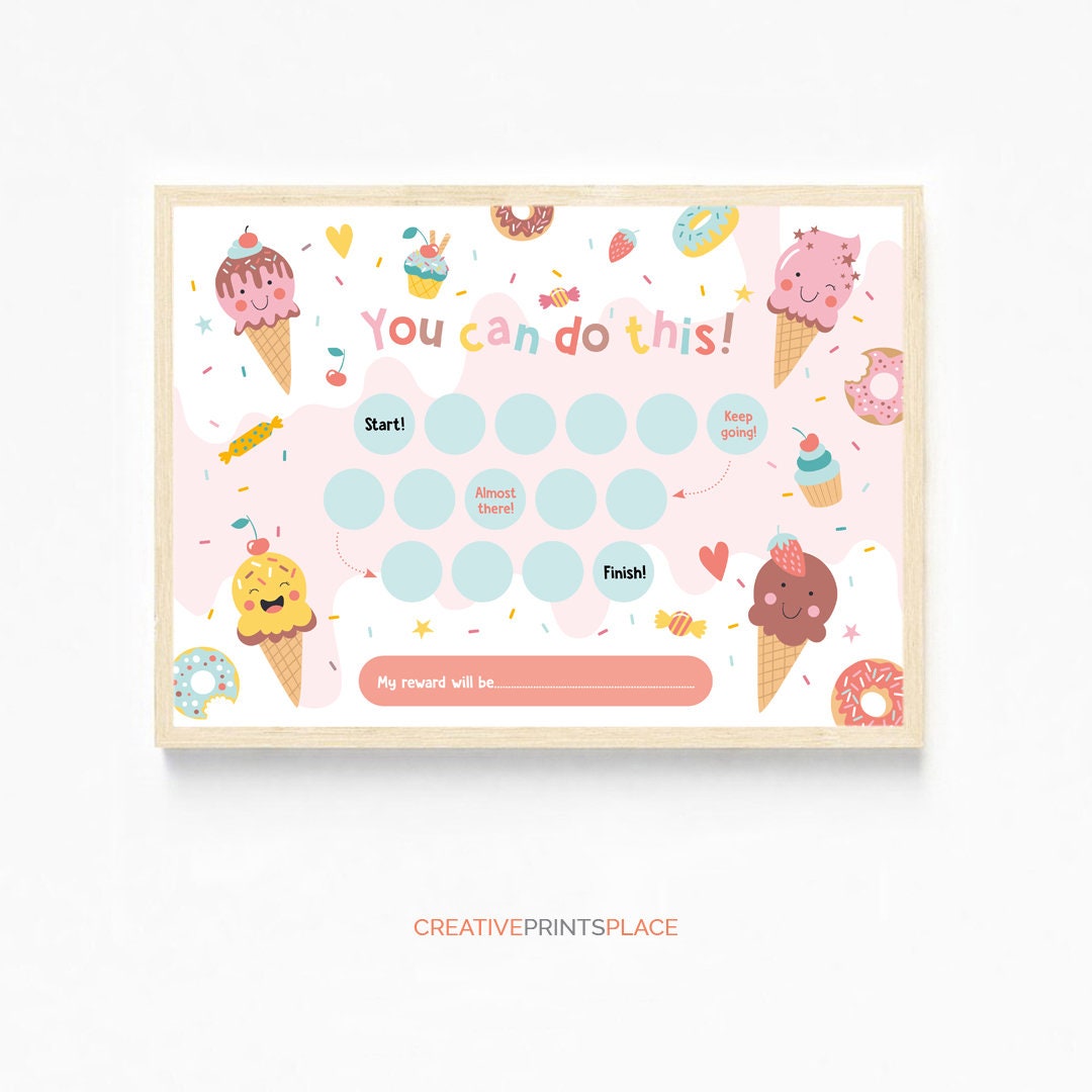 Printable Ice Cream Sticker Reward Chart, Ice Cream Reward Charts ...