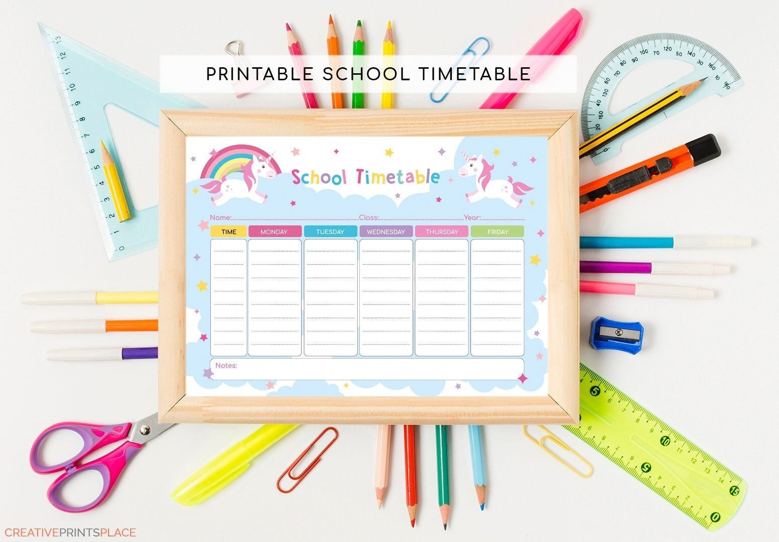 Printable Unicorn School Timetable Kids Daily Schedule Back - Etsy