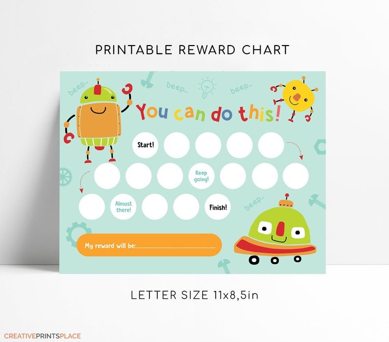 Kids Robots Reward Chart, Printable Robot Chore Chart, Kid's Sticker ...