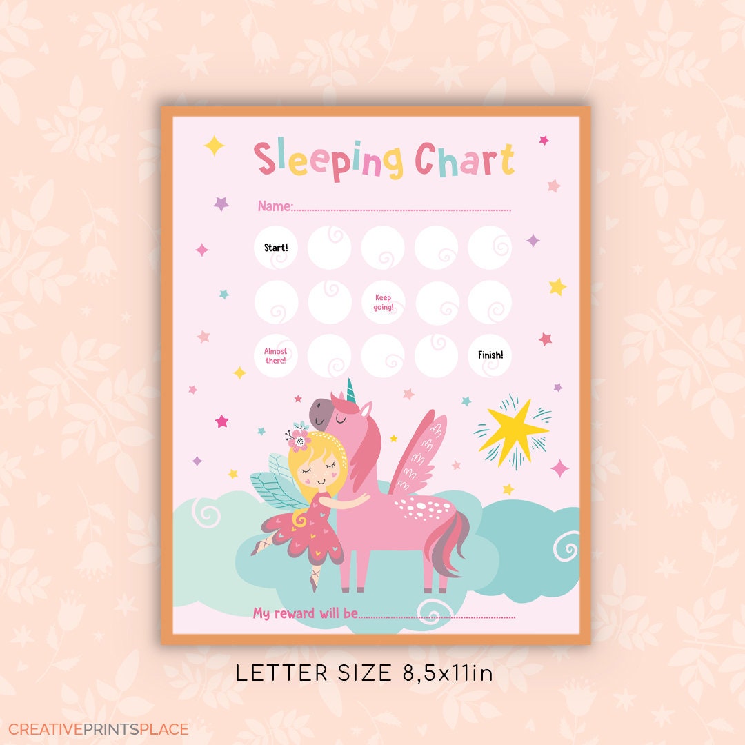 Printable Blonde Fairy Sleeping Chart, Girl Behavior Chart, Chore Chart ...