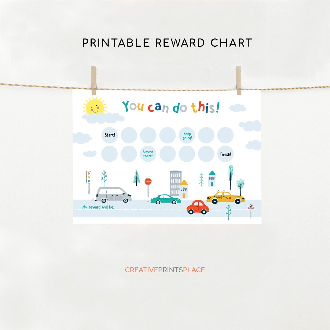 City Cars and Road Printable Sticker Reward Chart, Cars Reward Chart ...