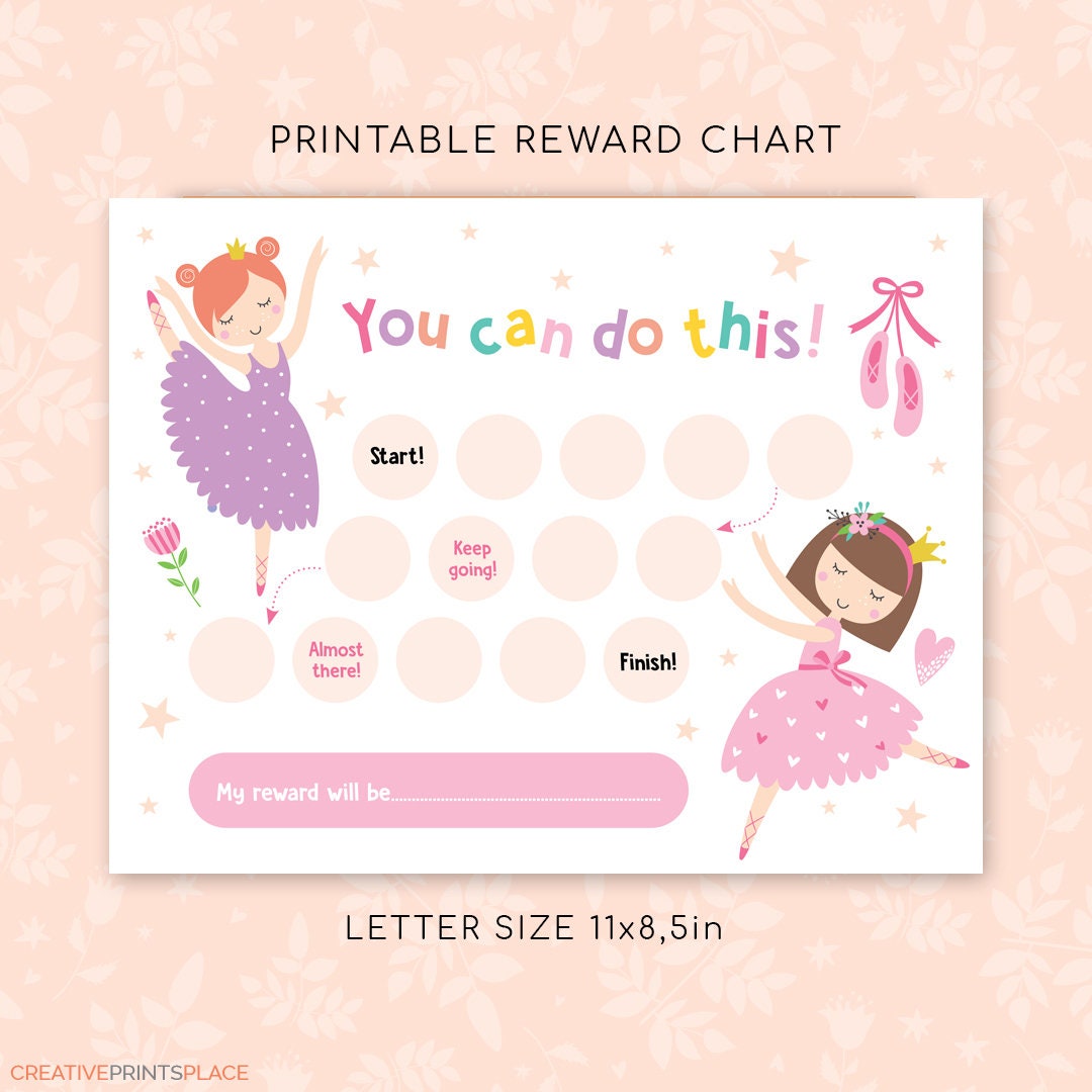 Printable Ballerina Reward Chart: Girl's Chore Chart (digital Download ...