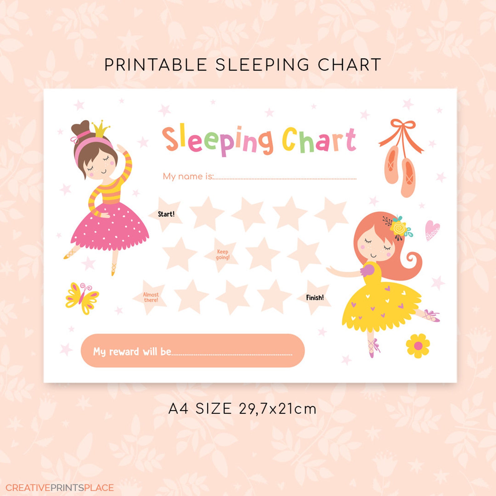 Ballerina Sleep Reward Chart, Sleep Training Printable, Bedtime Routine ...