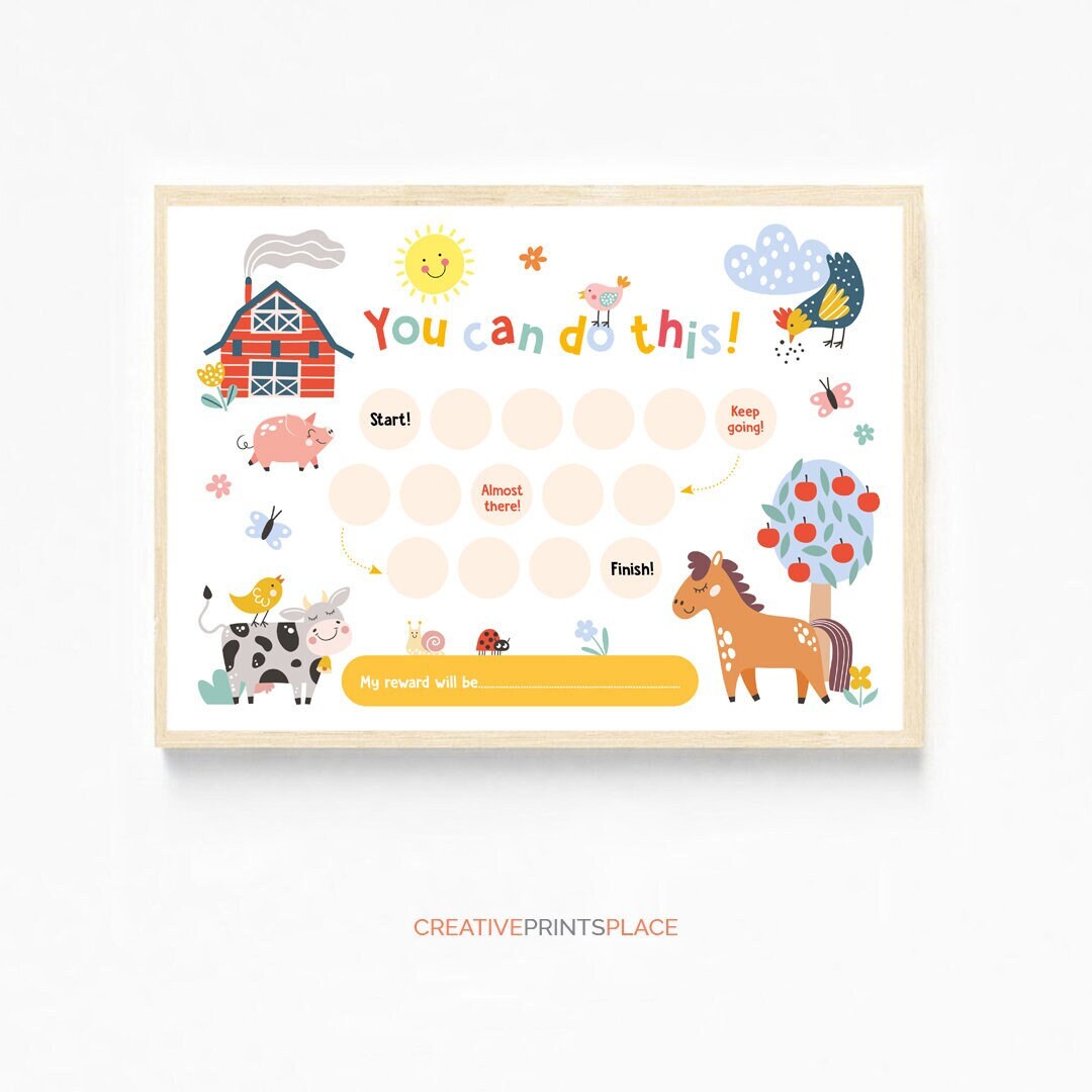 Printable Farm Animals Sticker Reward Chart, Farm Animals Reward Charts ...
