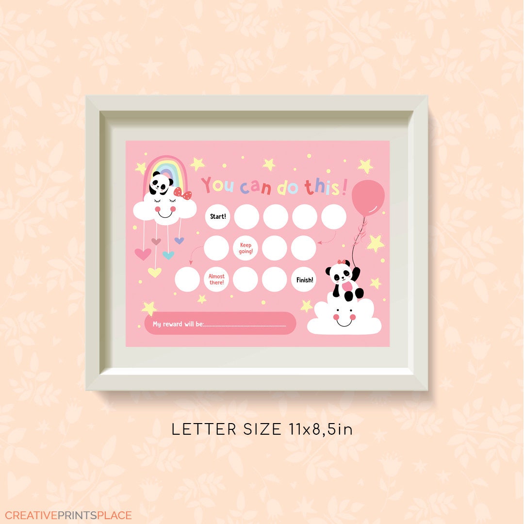Printable Panda Reward Chart for Girls Girl's Sticker - Etsy
