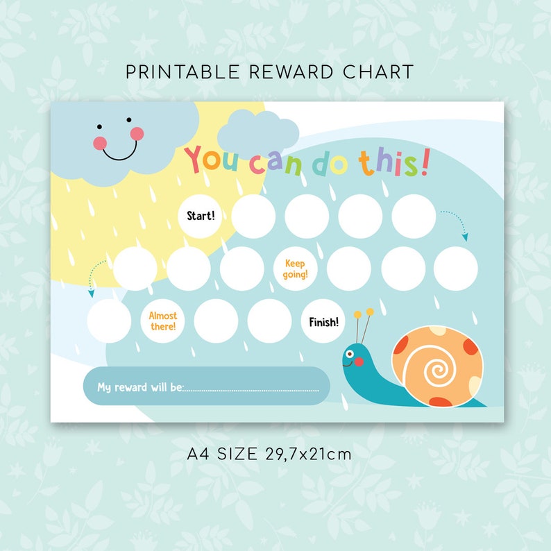 Printable Snail Reward Chart, Boy Sticker Chart, Behaviour Chart ...