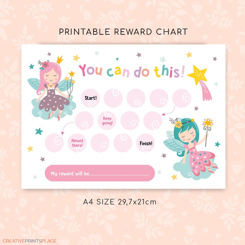 Printable Fairy Reward Chart: Girl's Behavior Tracker (digital Download ...