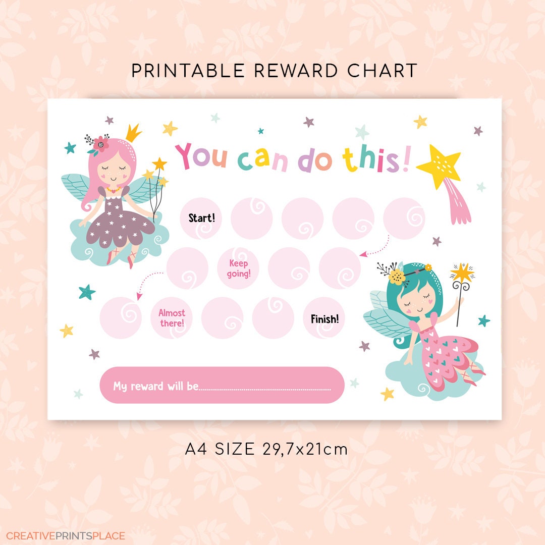 Printable Fairy Reward Chart, Fairy Sticker Chart, Girl Sticker Chart ...