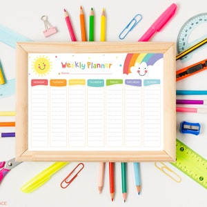 Kids Weekly Planner, Printable Rainbow Daily Planner, Homeschool ...