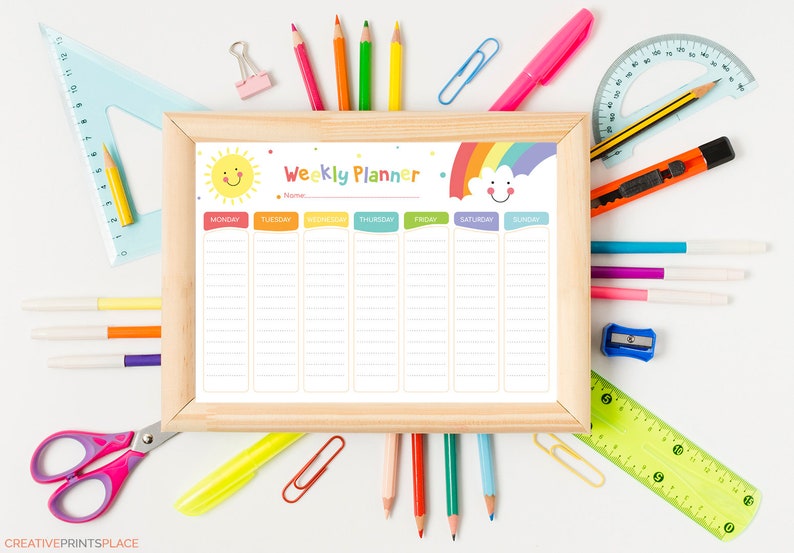Kids Weekly Planner Printable Rainbow Daily Planner - Etsy